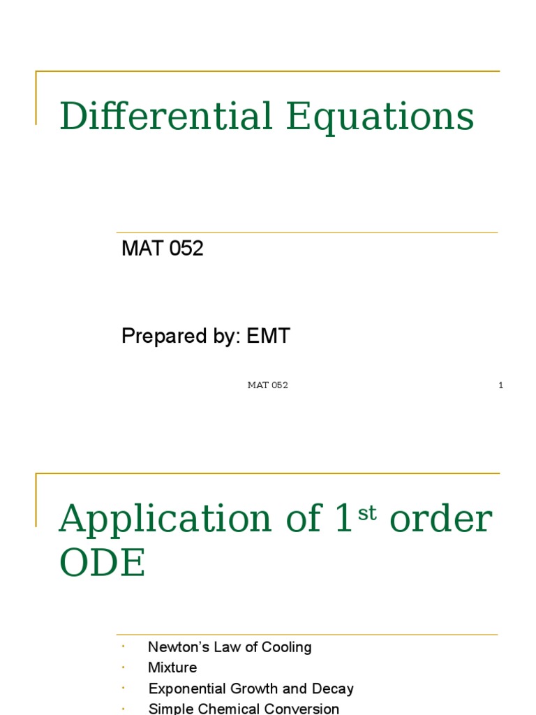 Application of 1st Order ODE | PDF | Radioactive Decay | Ordinary ...