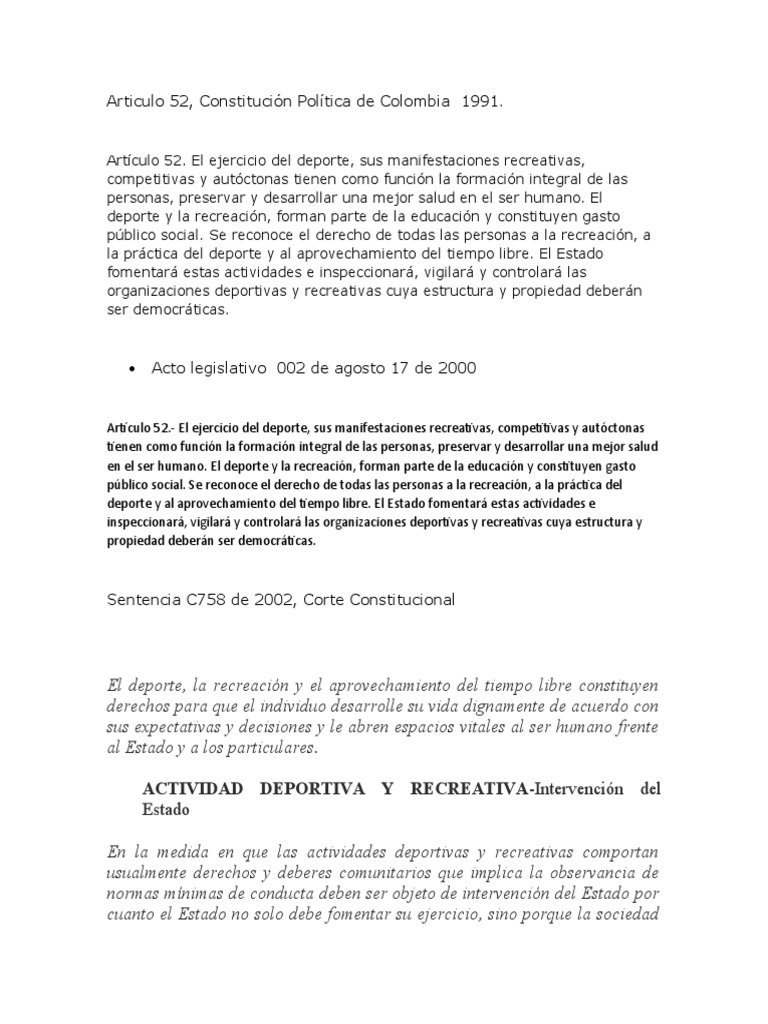 Articulo 52 | PDF | Deportes | Estado (política)