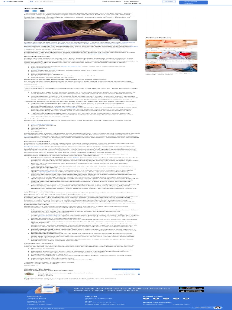 Takikardia - Gejala, Penyebab Dan Mengobati - Alodokter | PDF