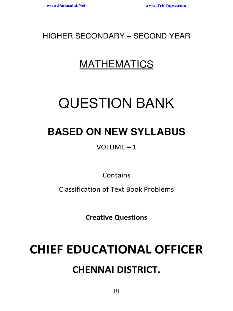 12th Maths Question Bank Tamil Medium | PDF