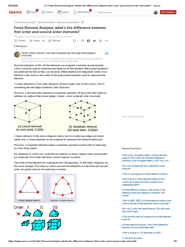 Finite Element Analysis - What's The Difference Between First Order and ...