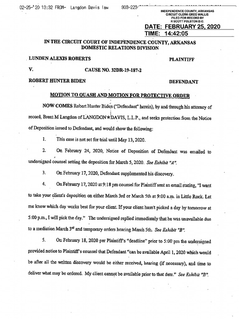 Motion To Quash Deposition | PDF