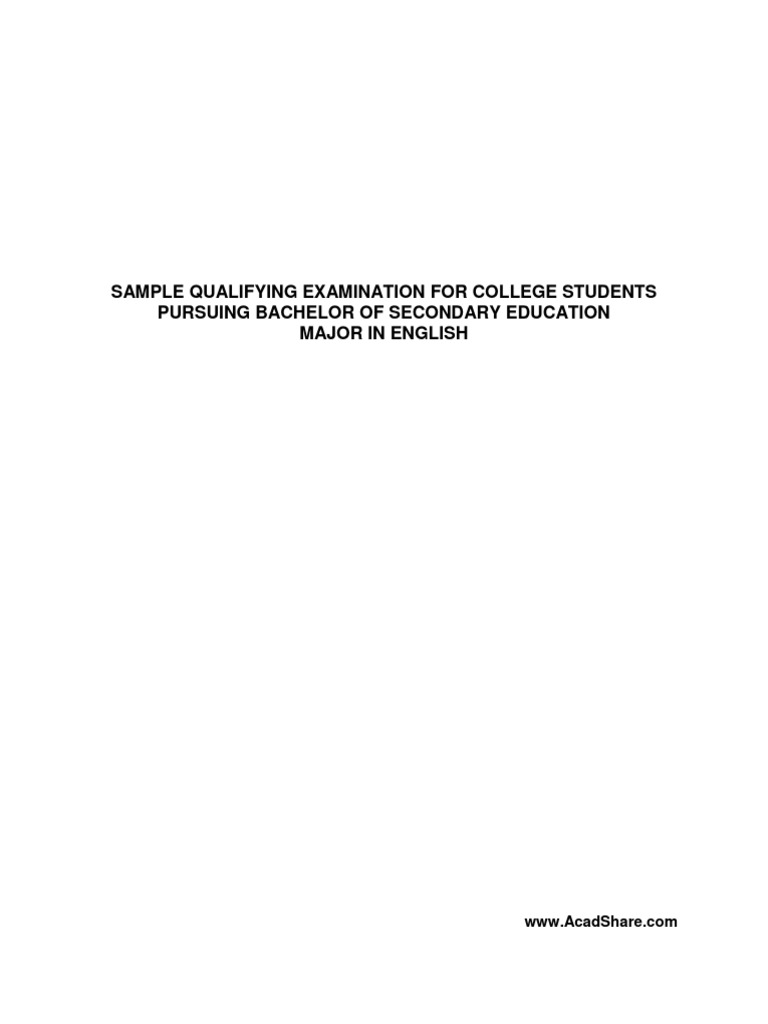 Qualifying Examination Reviewer For Secondary Education English ...