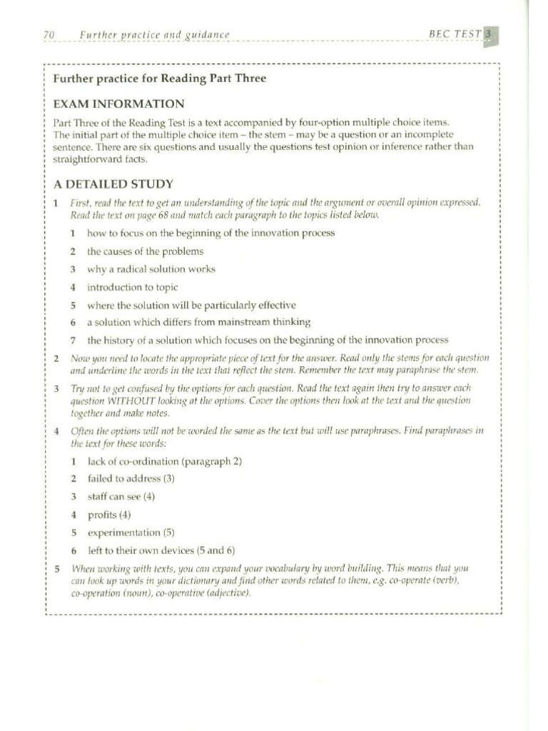 Reading Exercise 9 BEC Higher Part 3 | PDF