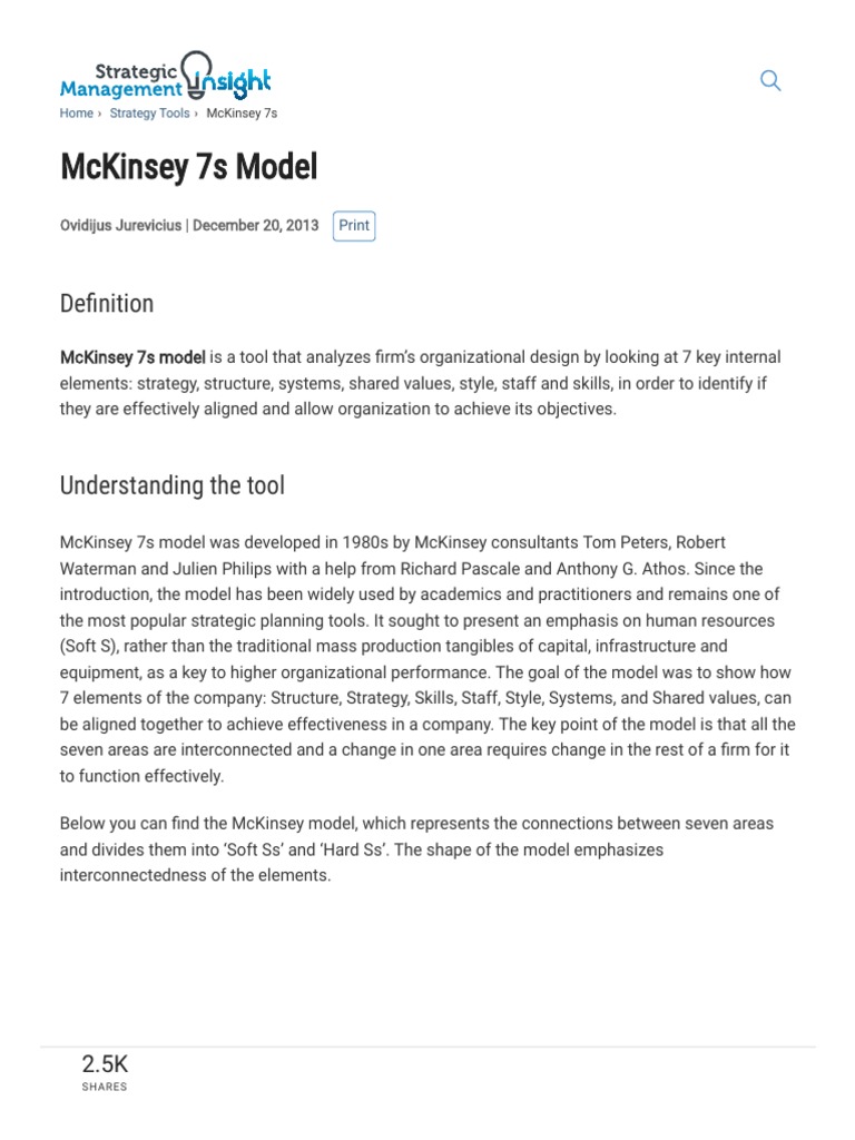 McKinsey 7s Model | PDF | Strategic Management | Organizational Structure