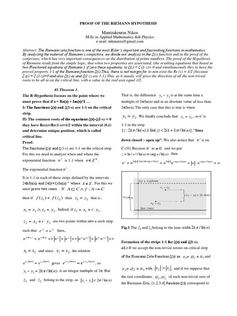 PROOF OF THE RIEMANN HYPOTHESIS PART I A PDF | PDF | Mathematical ...