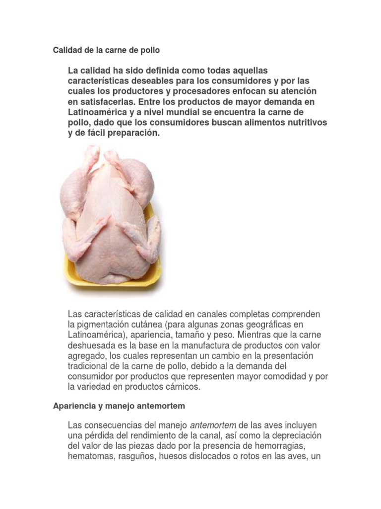 Calidad de La Carne de Pollo | PDF | Carne | Aves