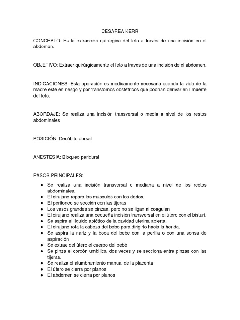 Cesarea Kerr | PDF | Cirugía | Abdomen