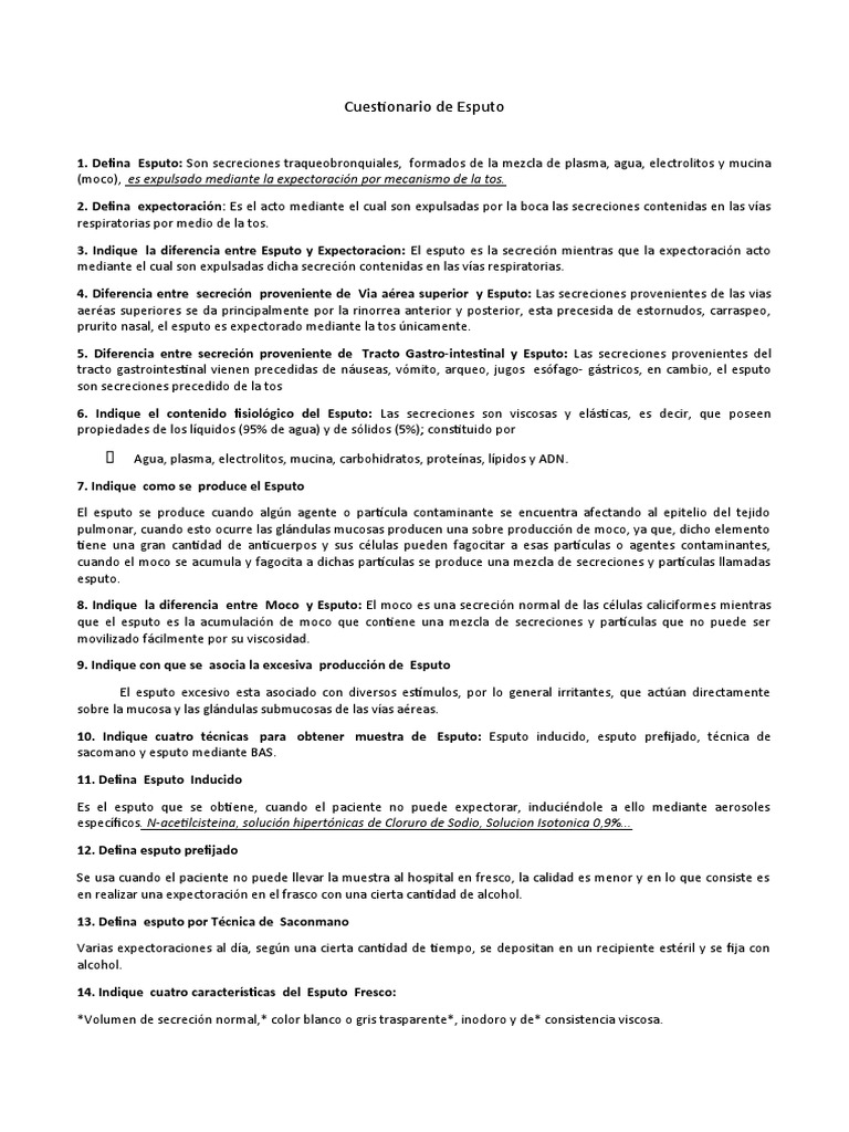 Guía Completa sobre Esputo y Expectoración | PDF | Tos | Pulmón