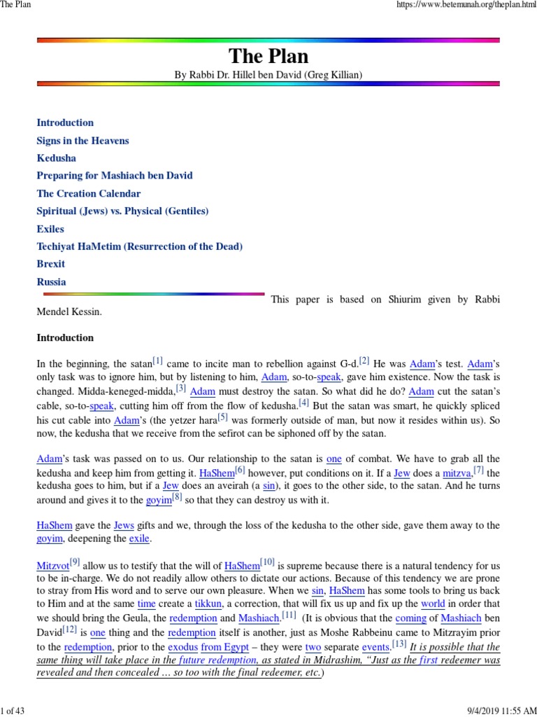 Rabbi's Plan for Redemption and the Coming of Mashiach | PDF | Plato ...