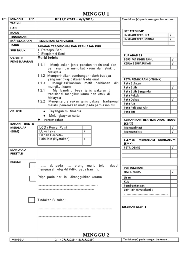 eRPH PSV F3 2019 - Zaki RPH PSV Tingkatan 3 | PDF