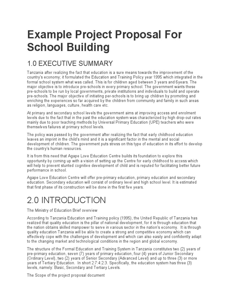 Example Project Proposal For School Building | PDF | Environmental ...