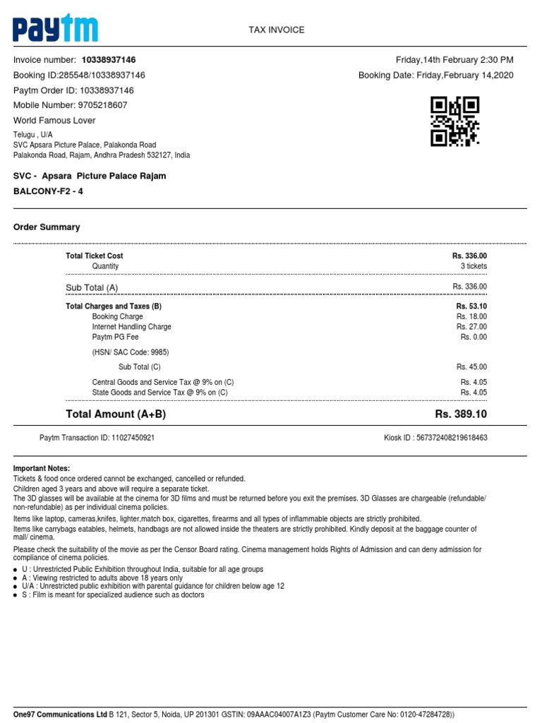 Invoice 7538177918 | PDF | Movie Theater | Taxes