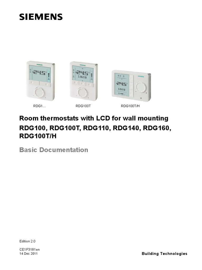 Siemens RDG 100 T H. Documentatie | PDF | Thermostat | Electric Heating