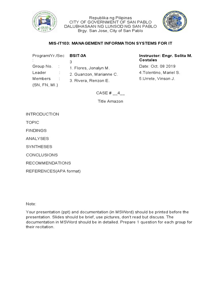 Case Analysis Format in MIS 2018-19 | PDF | Walmart | Grocery Store
