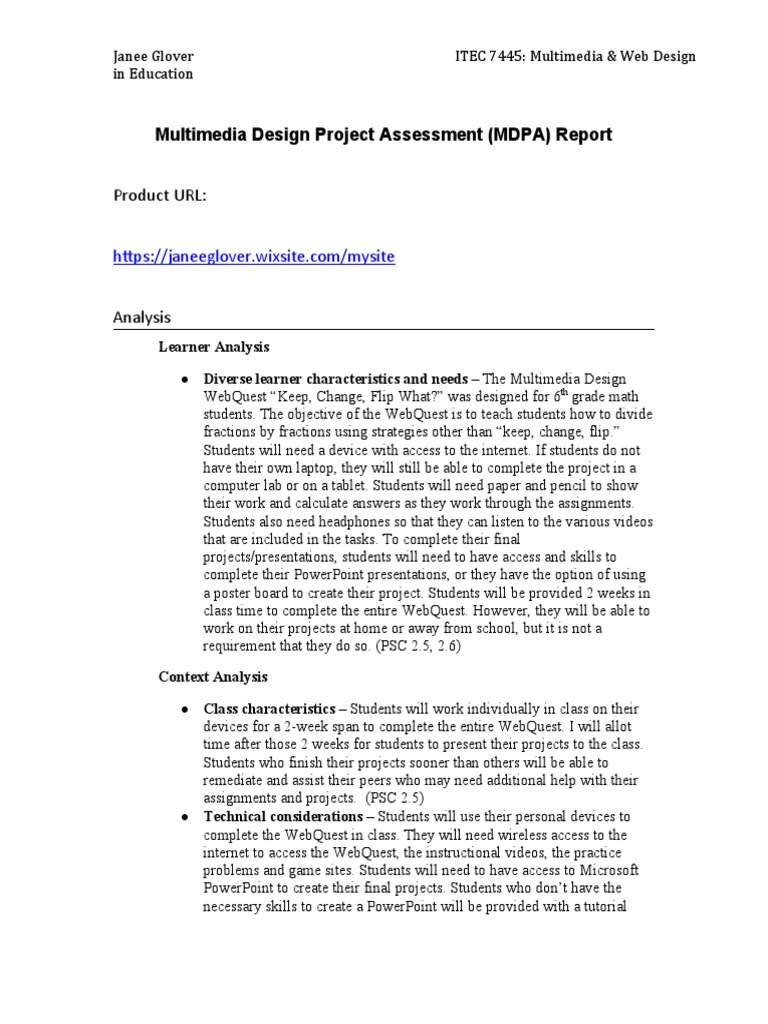 MDP Project Report-Janee Glover 1 1 | PDF | Web Page | Multimedia