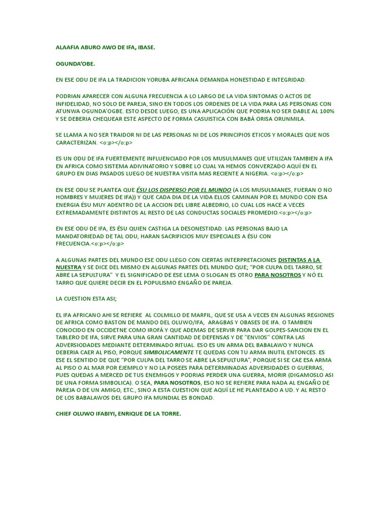 Ogunda Biode Tradicionalismo | PDF | Religión y creencia