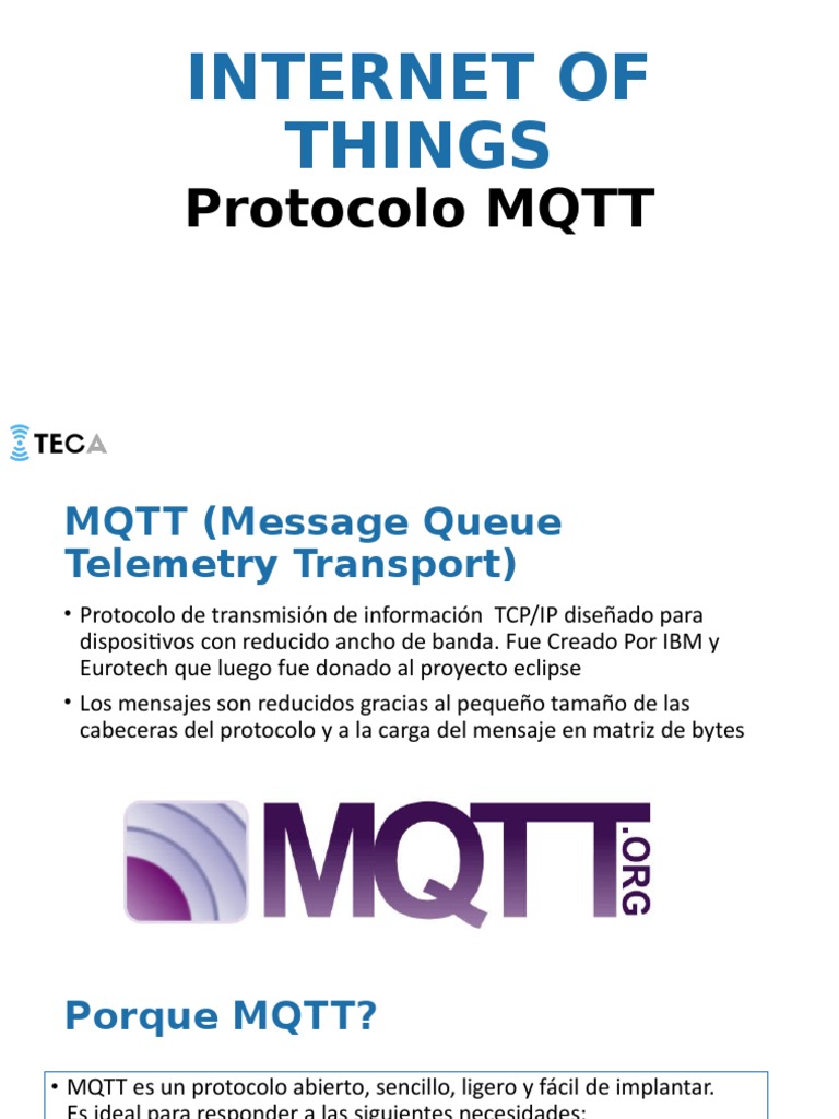 Protocolo MQTT | PDF | Red de computadoras | Protocolos de internet