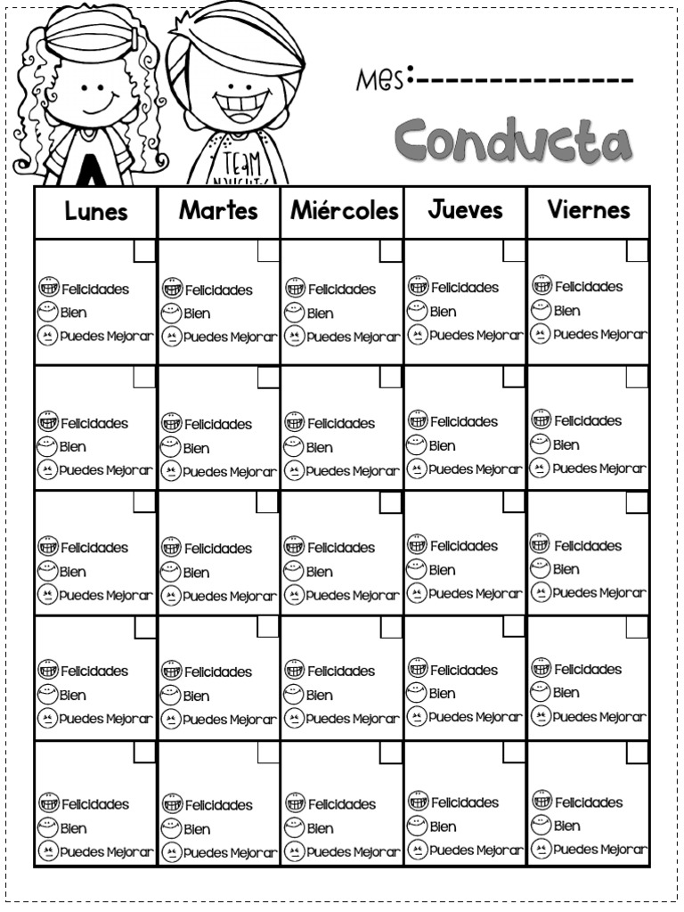 Calendario Mensual de Conductas PDF | PDF