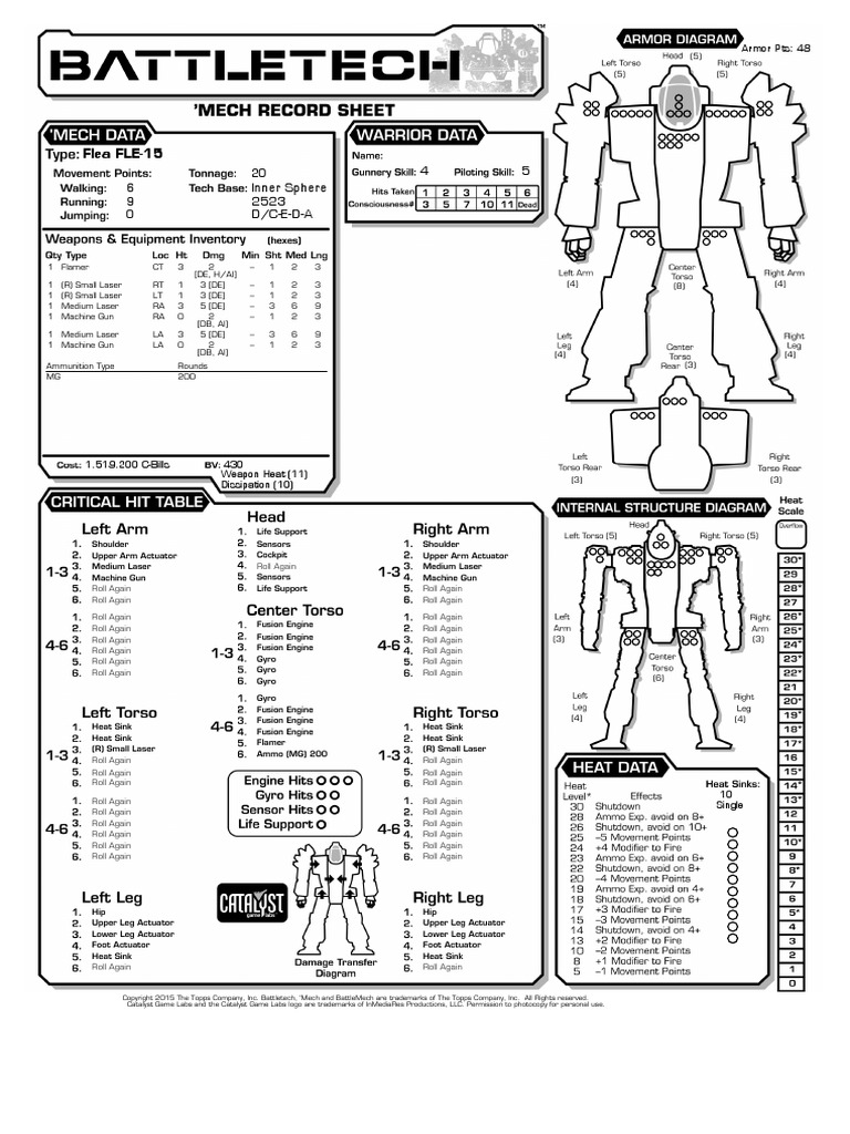 Battletech Record Sheets 3039 PDF | PDF | Battle Tech