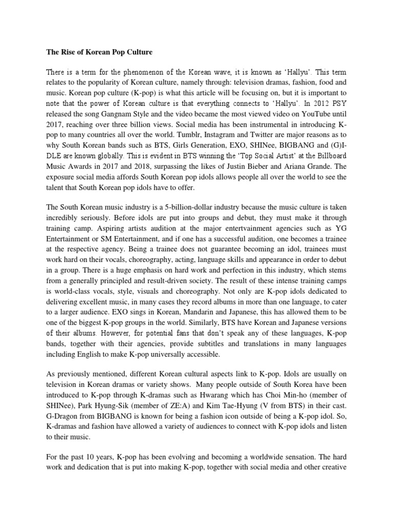 The Rise of Korean Pop Culture | PDF | South Korea | World Politics