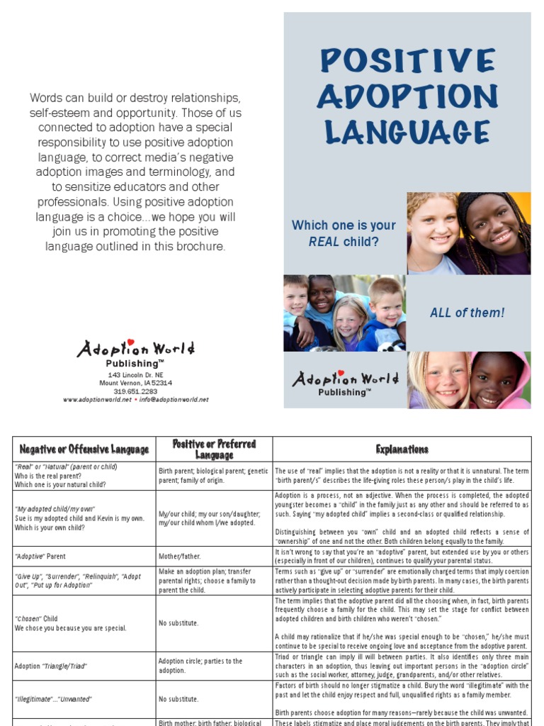 Promoting Positive Adoption Language: A Guide to Inclusive, Respectful ...