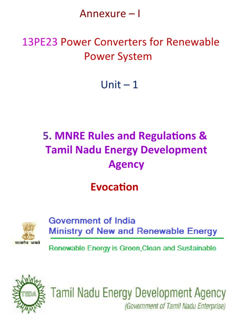 MNRE Overview and Renewable Energy Goals | PDF | Solar Power ...
