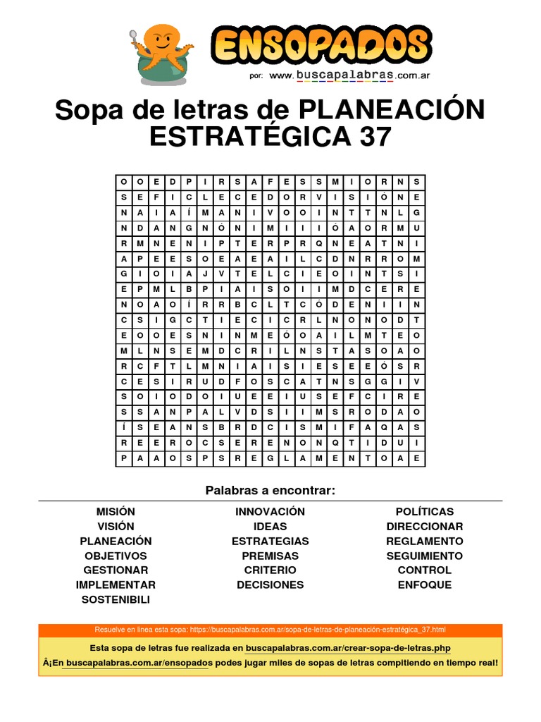 Sopa de Letras de Planeación PDF | PDF | Planificación | Business