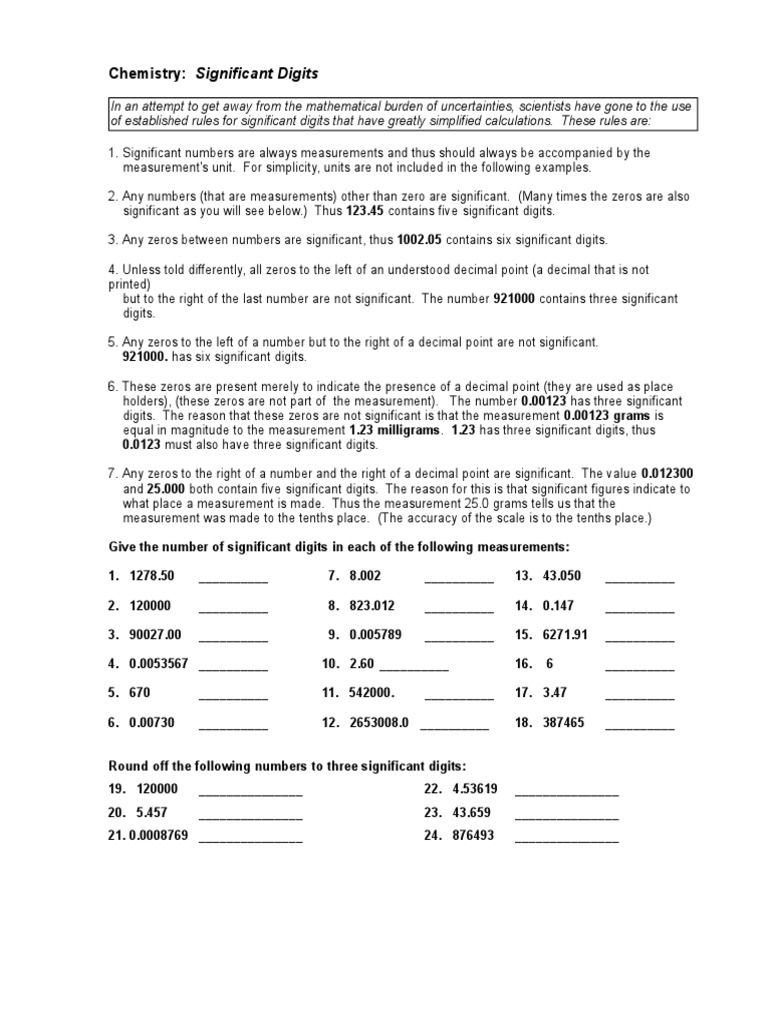 WS - Significant Figures | PDF | Significant Figures | Mathematical ...