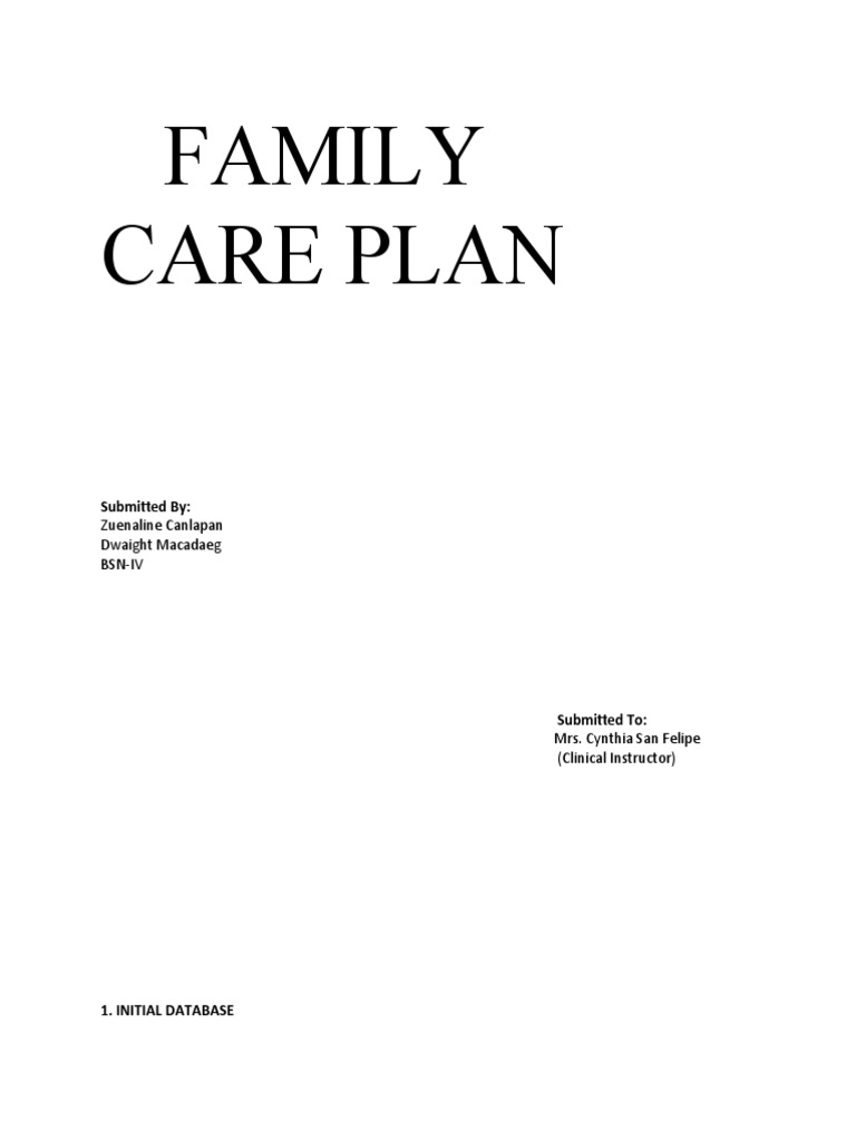 Family Care Plan: Submitted by | Download Free PDF | Sanitation ...