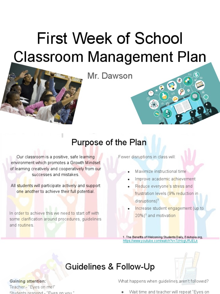 First Week of School Classroom Management Plan | PDF | Classroom ...