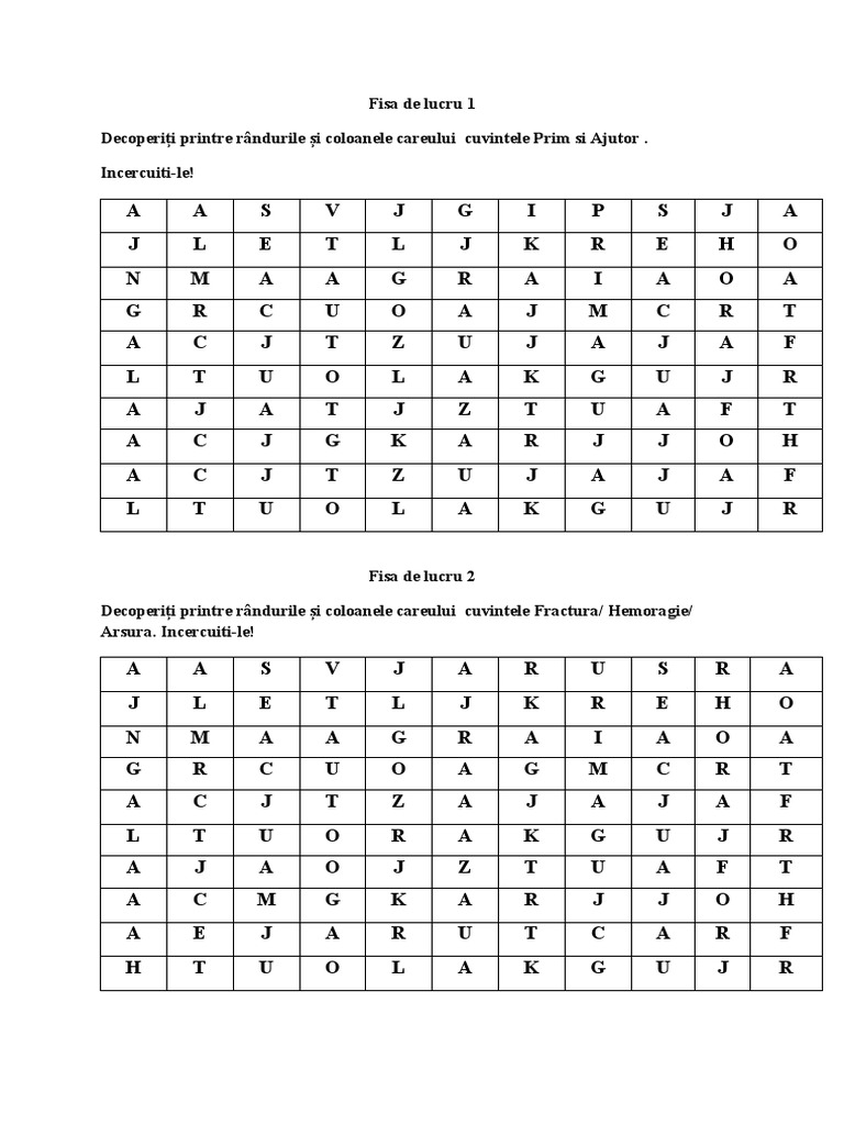 Fisa de Lucru Cu Masuri de Prim Ajutor | PDF