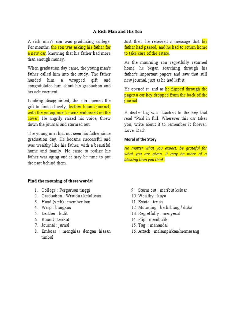 A Rich Man and His Son | PDF