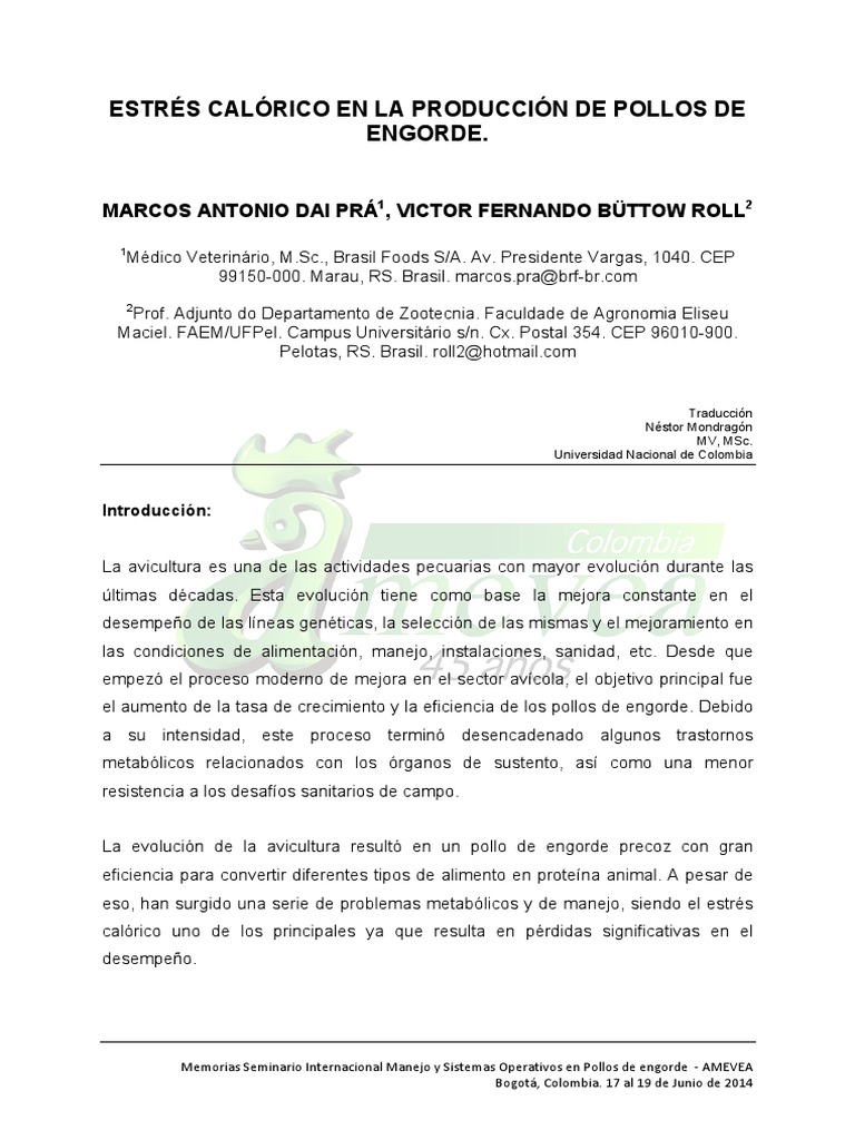 Estres Calorico PDF | PDF | Termorregulación | Aves