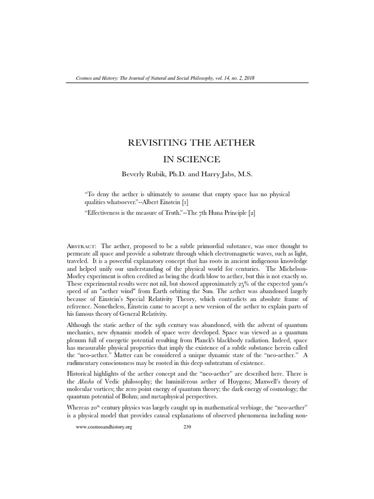 Revisiting The Aether | PDF | Luminiferous Aether | Theory Of Relativity