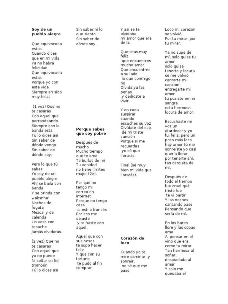 Letras Honorio Cano | PDF