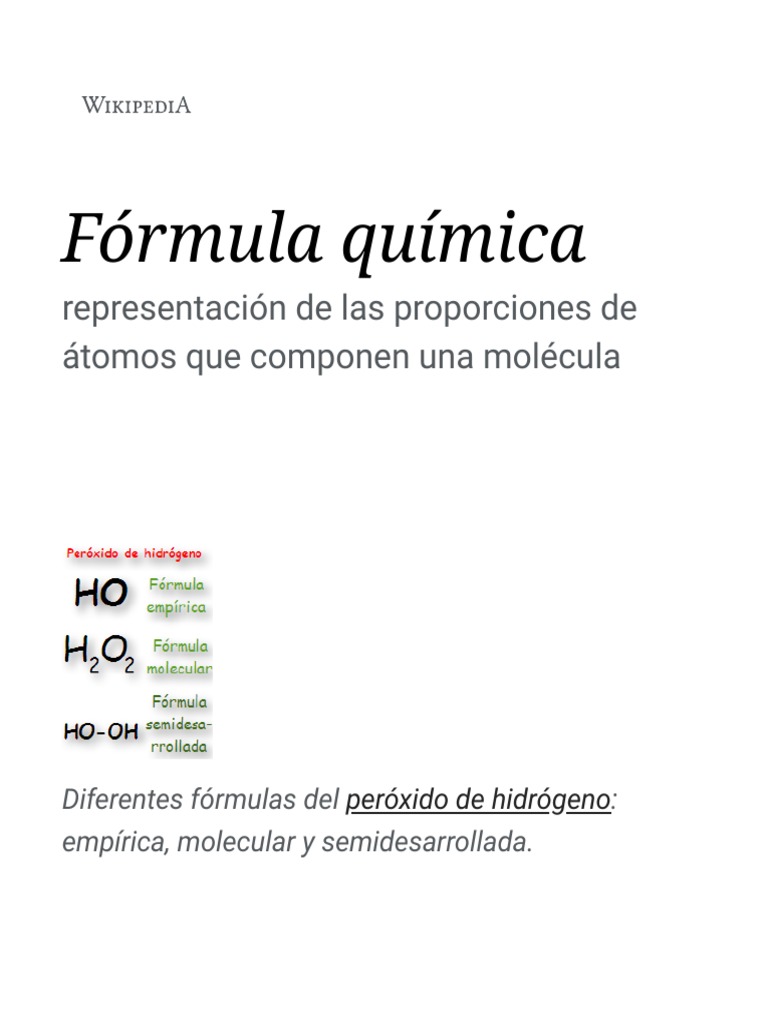 Fórmula Química - Wikipedia, La Enciclopedia Libre | PDF | Compuestos ...