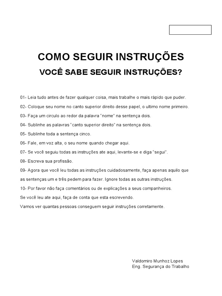 Como Seguir Instruções | PDF