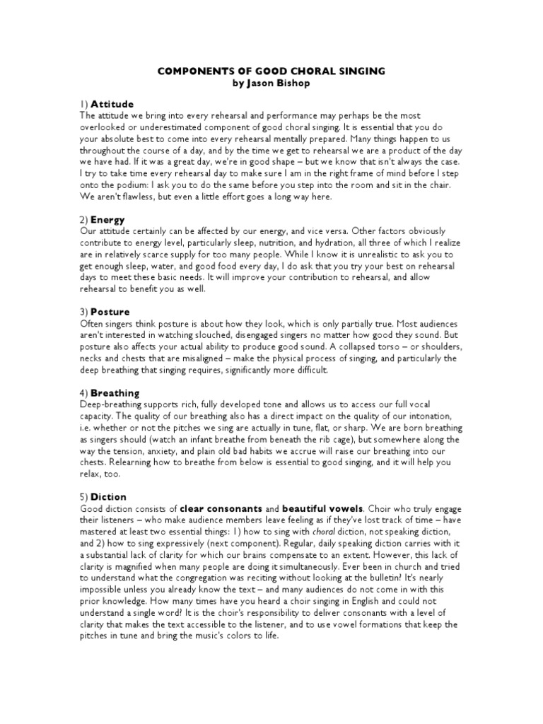 Key Elements of Effective Choral Singing | PDF | Singing ...