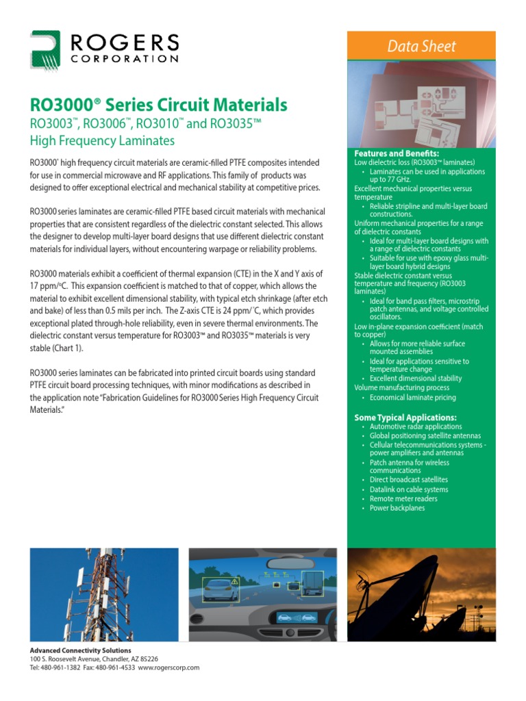 Ro3000 Laminate Data Sheet Ro3003 - Ro3006 - Ro3010 - Ro3035 | PDF ...