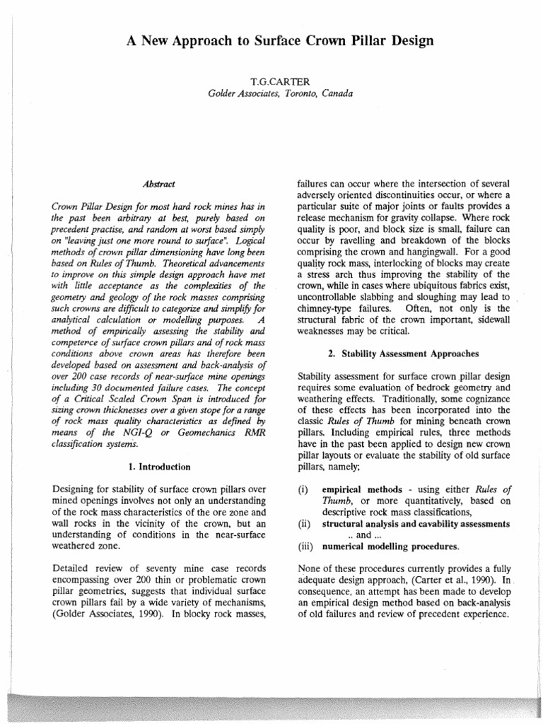 11-A New Approach To Surface Crown Pillar Design | PDF | Normal ...