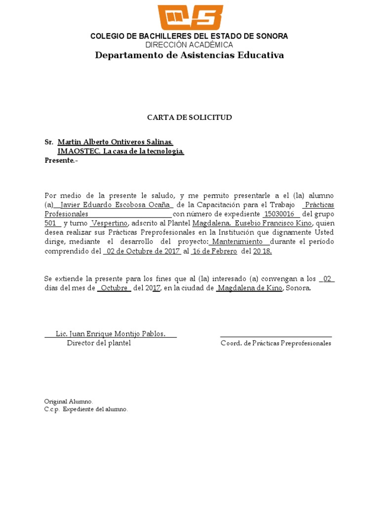 Solicitud Practicas Profesionales | PDF