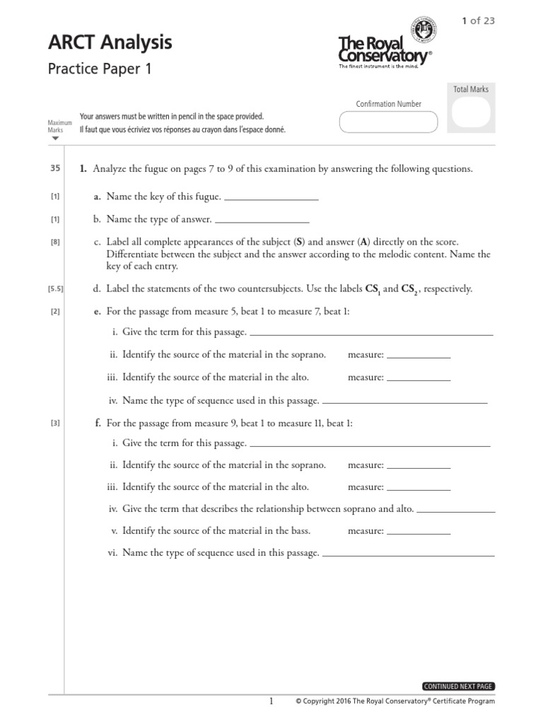 RCM ARCT Analysis Sample | PDF | Chord (Music) | Harmony