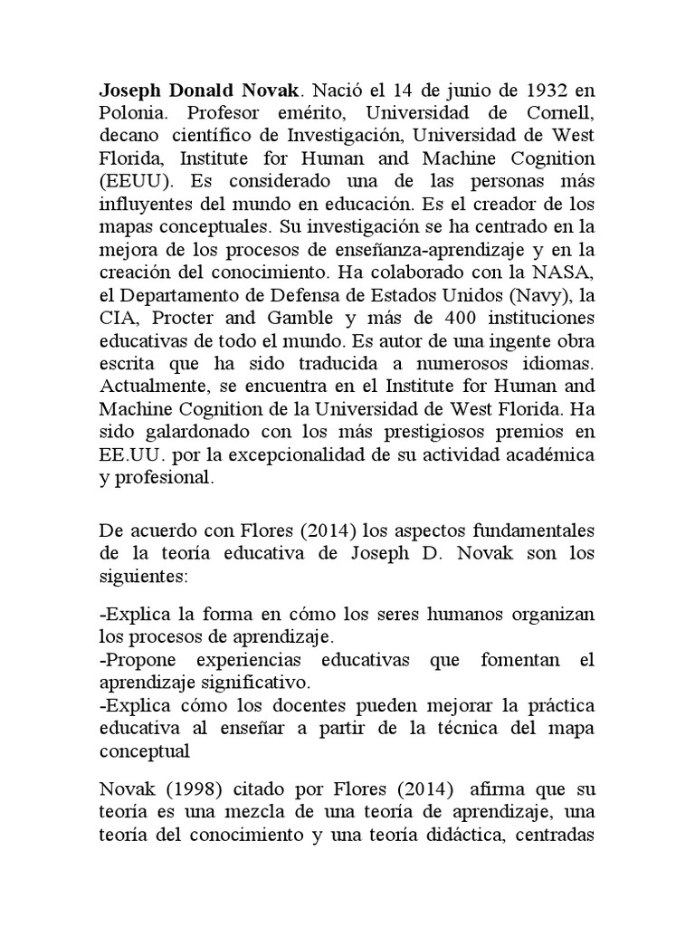 Joseph Donald Novak | PDF | Aprendizaje | Constructivismo (filosofía de ...