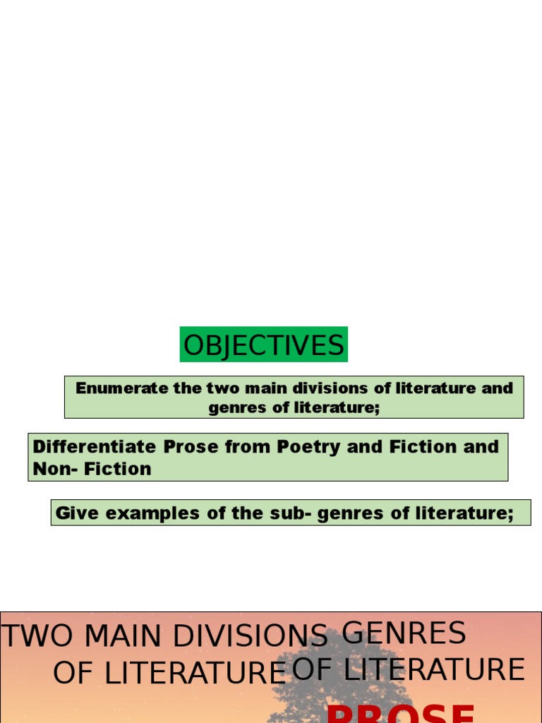 Main Divisions and Genres of Literature | PDF | Poetry | Lyric Poetry