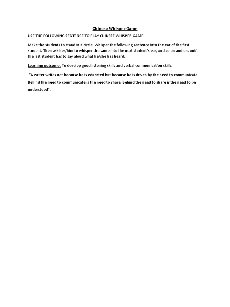 Chinese Whisper | PDF