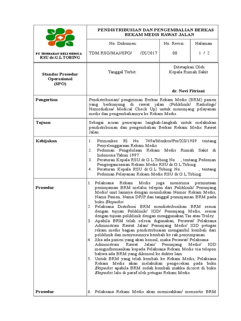 04.SPO Pendistribusian Dan Pengambilan BRM RJ | PDF