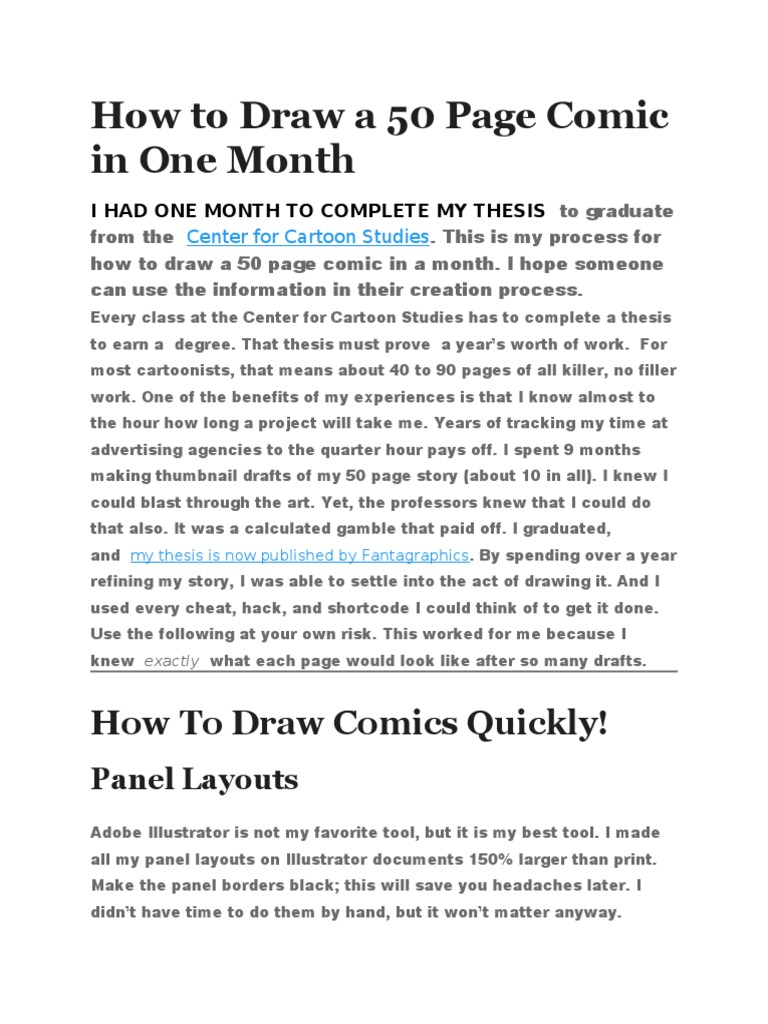 How To Draw A 50 Page Comic in One Month | PDF | Typography | Art Media