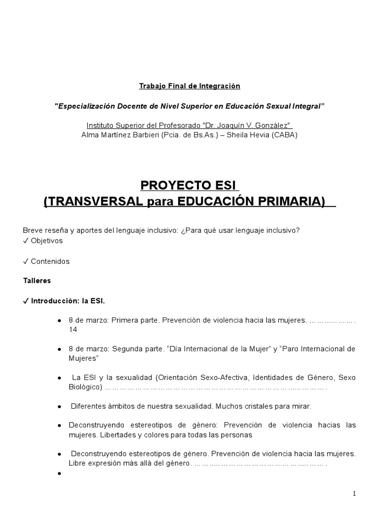 ESI Planif. para El Aula | PDF | Educación sexual | La sexualidad humana