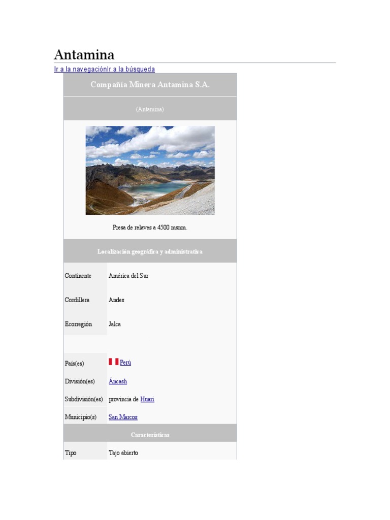 Antamina | PDF | Minería | Metal y mineral